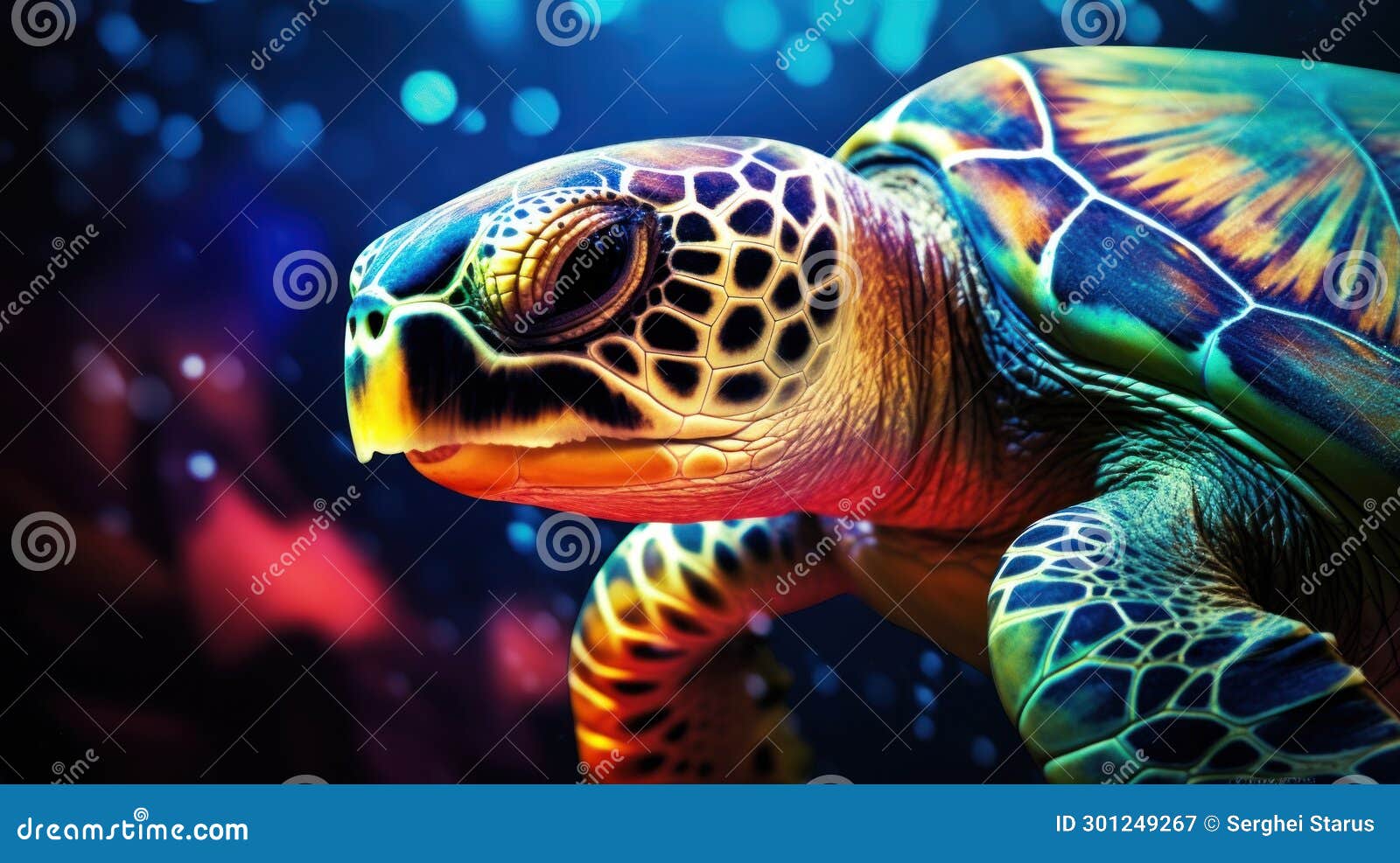 A Close Up of a Turtle with Colorful Eyes and Spots, AI Stock Image ...