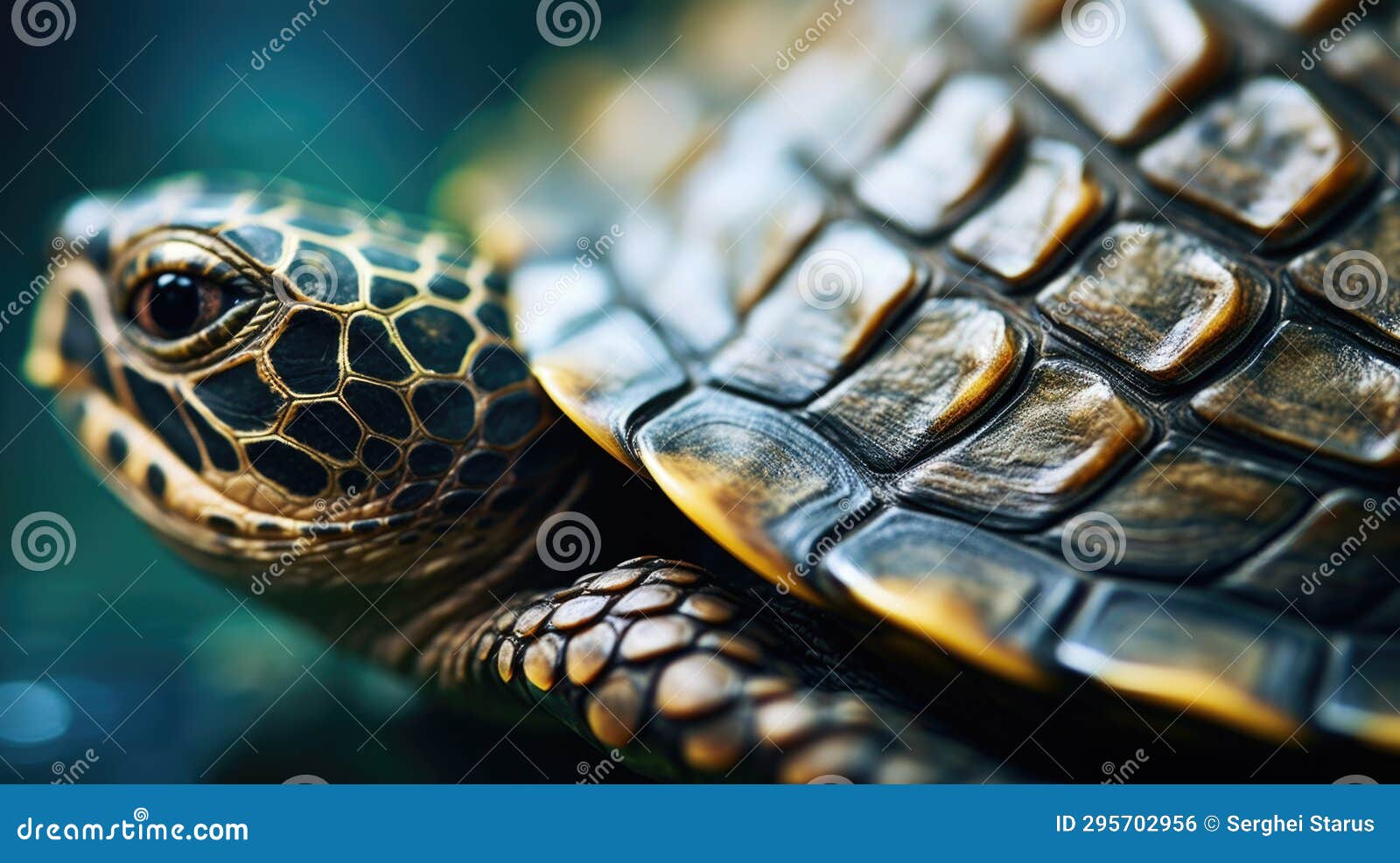 A Close Up of a Turtle with Its Head Turned To the Side, AI Stock ...