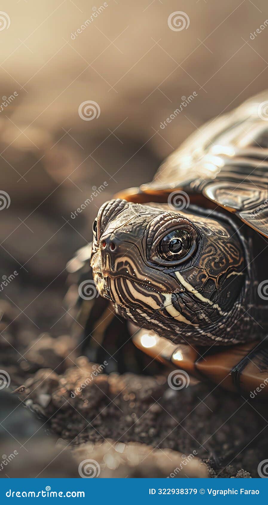 Close-up of a Turtle S Face, Detailed Shell Patterns, Wildlife Portrait ...