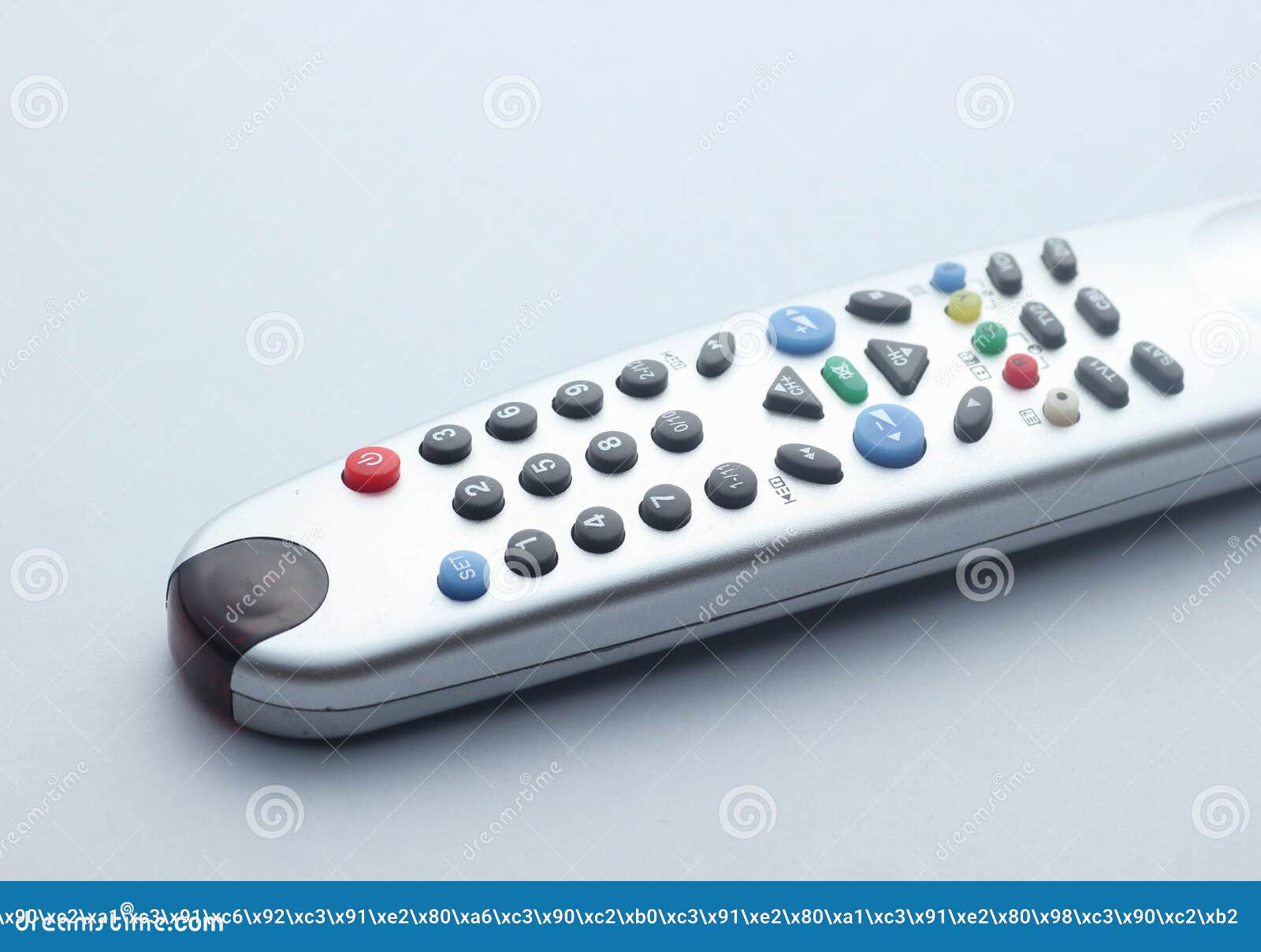 Close Up Tv Remote on Gray Background Stock Photo - Image of electronic ...