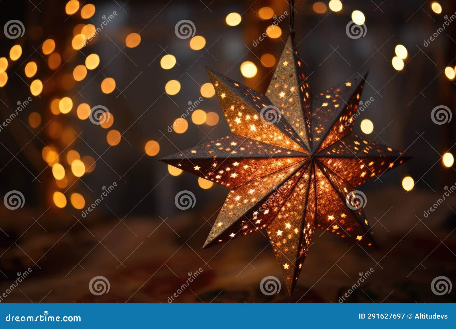Close-up of a Twinkling Star-shaped Lantern Stock Image - Image of ...