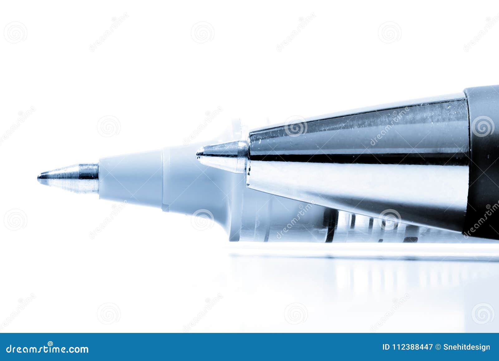 Close Up of Two Ball Point Pens Stock Image - Image of blue, grey ...
