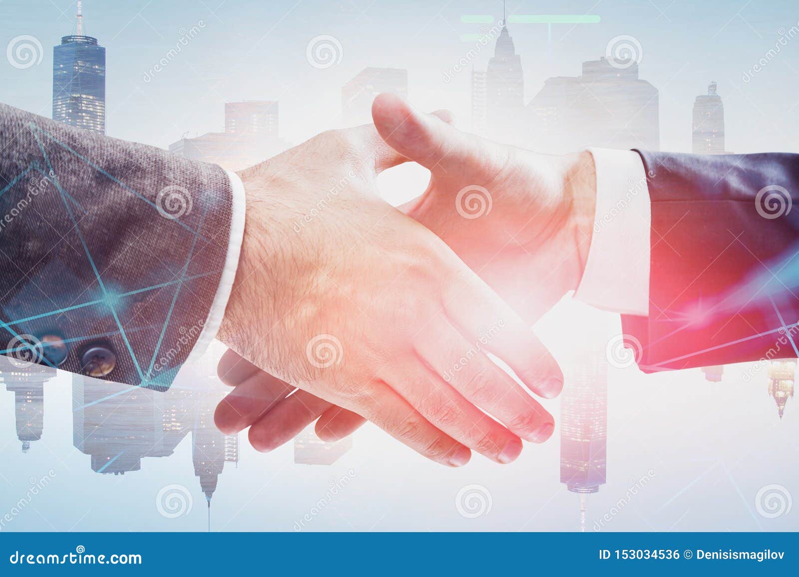 Handshake in City, Network Interface Stock Photo - Image of connection ...