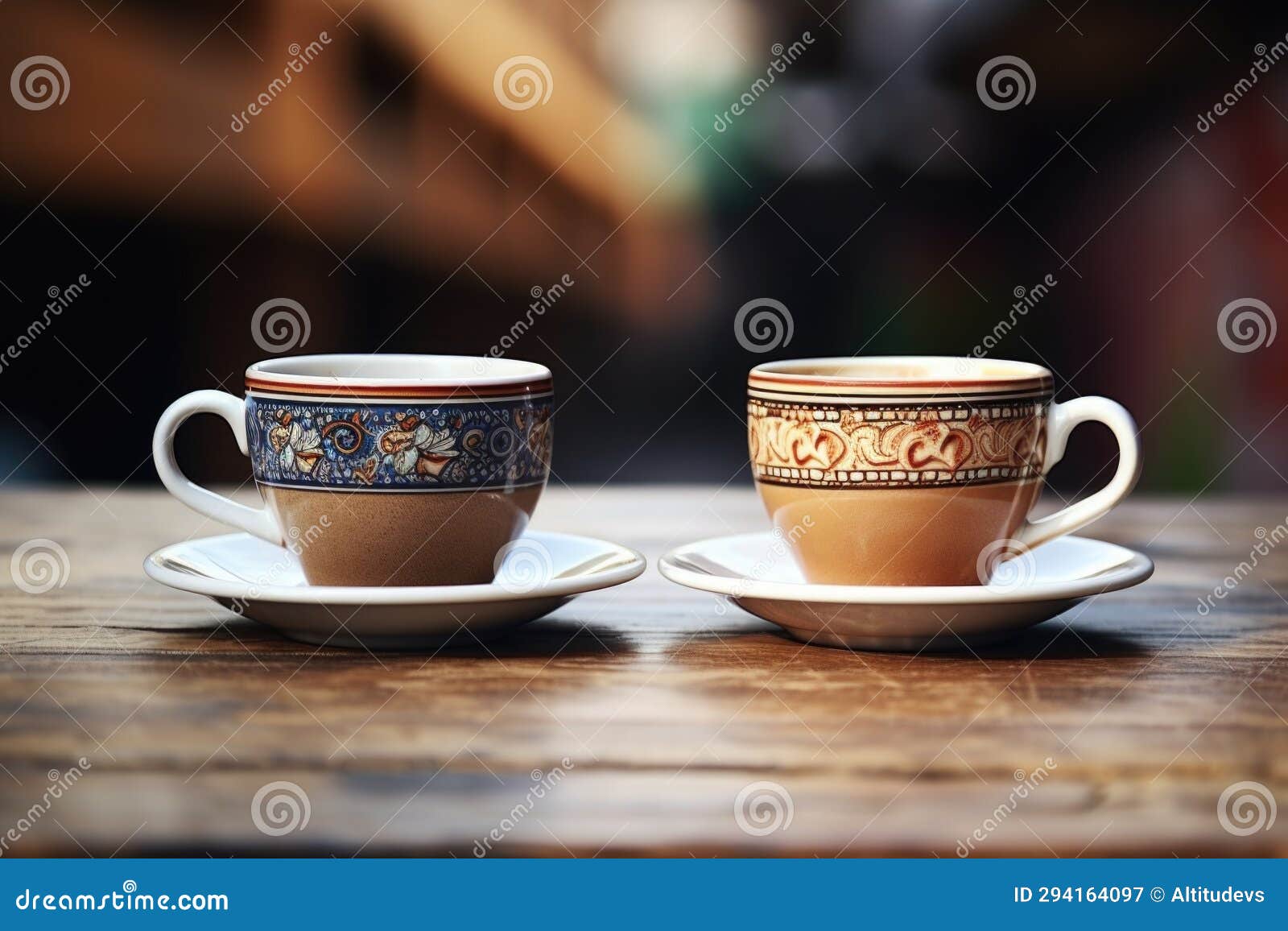 Close-up of Two Coffee Cups on a Table Stock Illustration ...