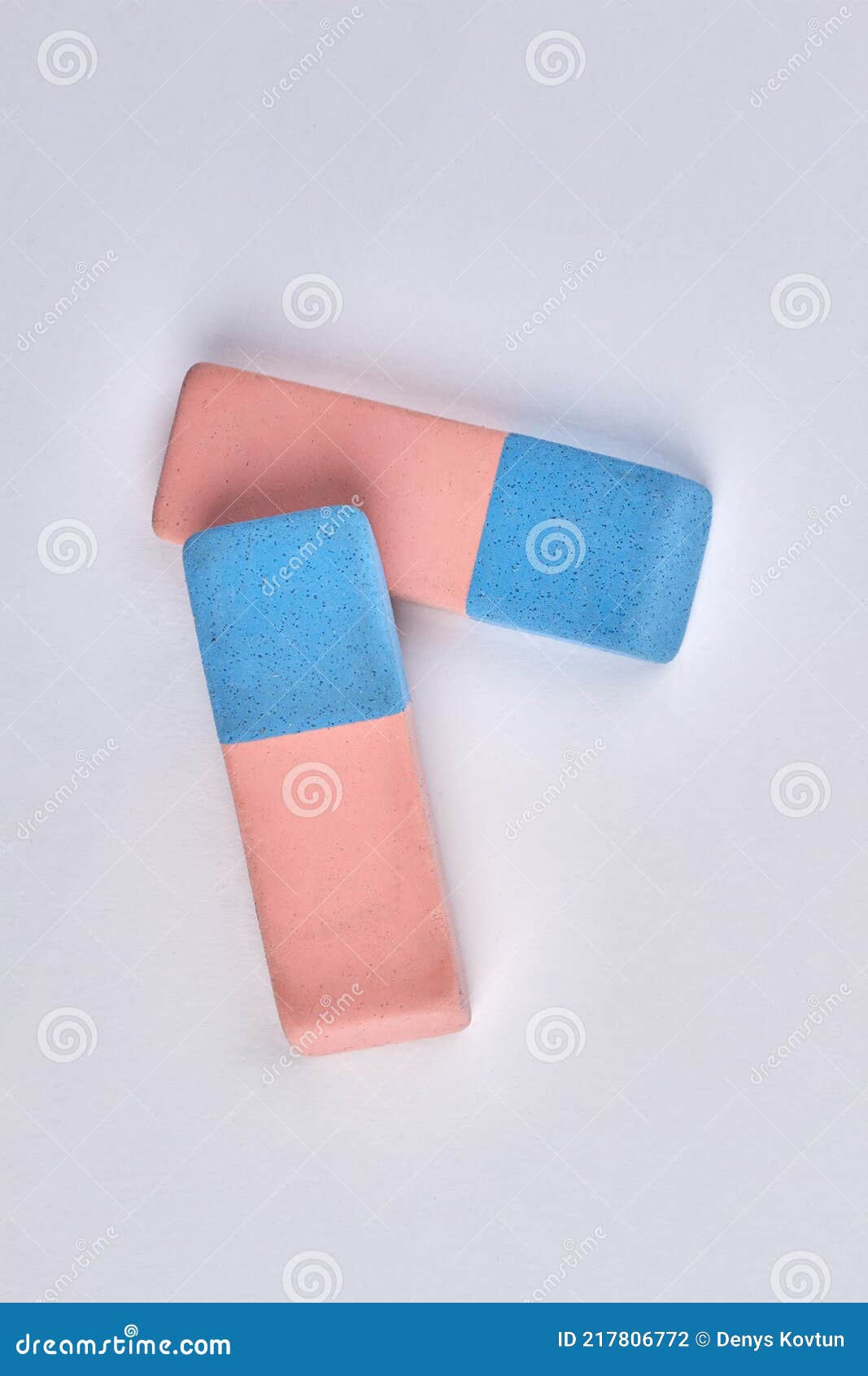Close Up of Two Colorful Erasers Isolated on White Background. Stock ...