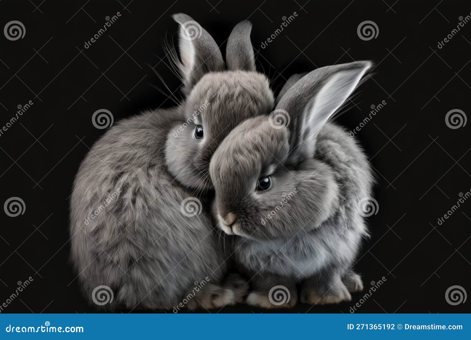 Close Up of Two Cute Little Rabbits, Hugging Each Other. Generative AI ...