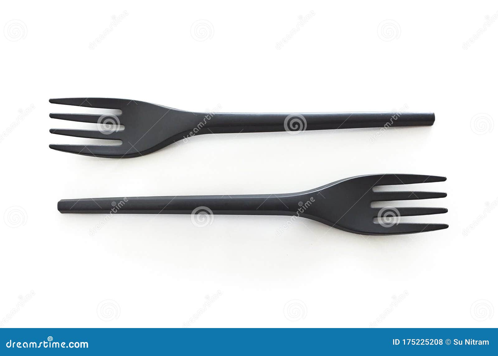 Close Up of Two Disposable Black Plastic Forks on White Background ...