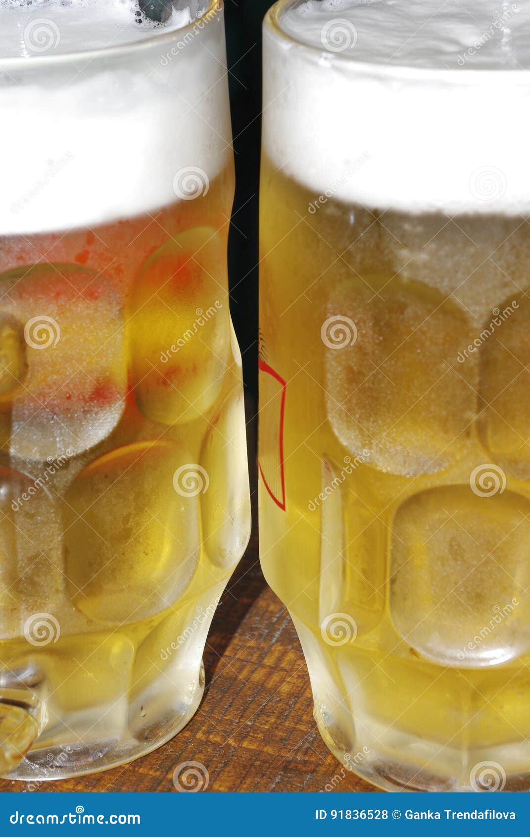 Close Up of Two Glasses of Ice Cold Beer. Concept Summer Stock Photo ...