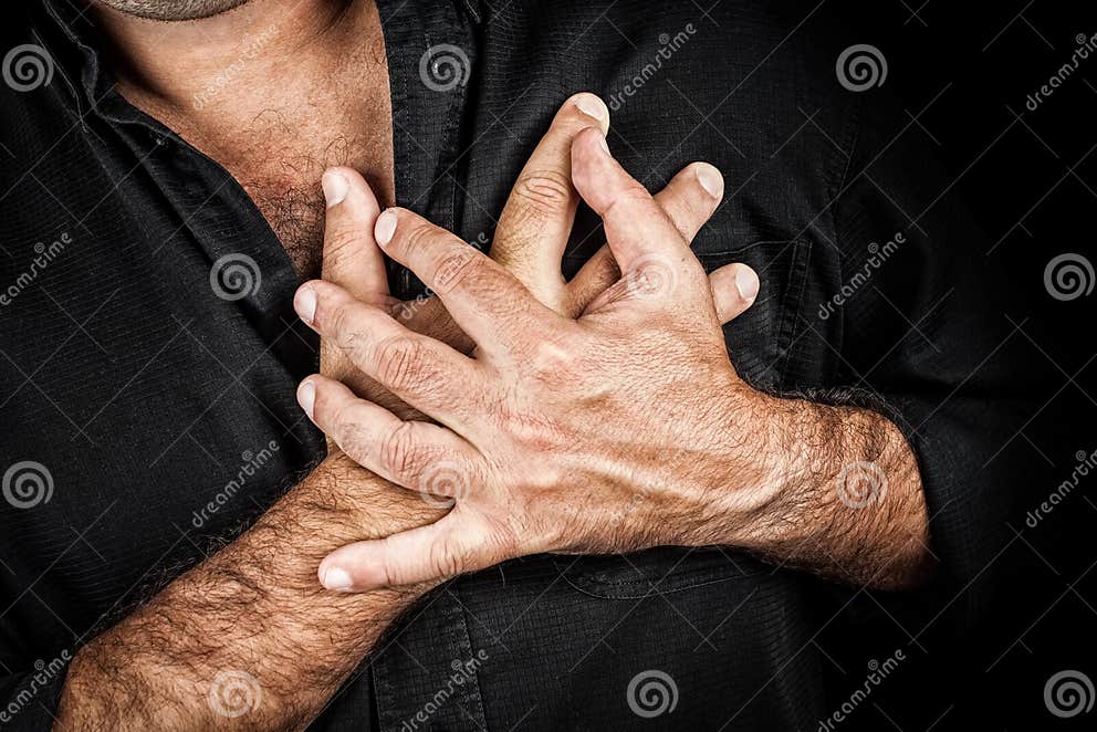 Close Up of Two Hands Grabbing a Chest Stock Image - Image of ...