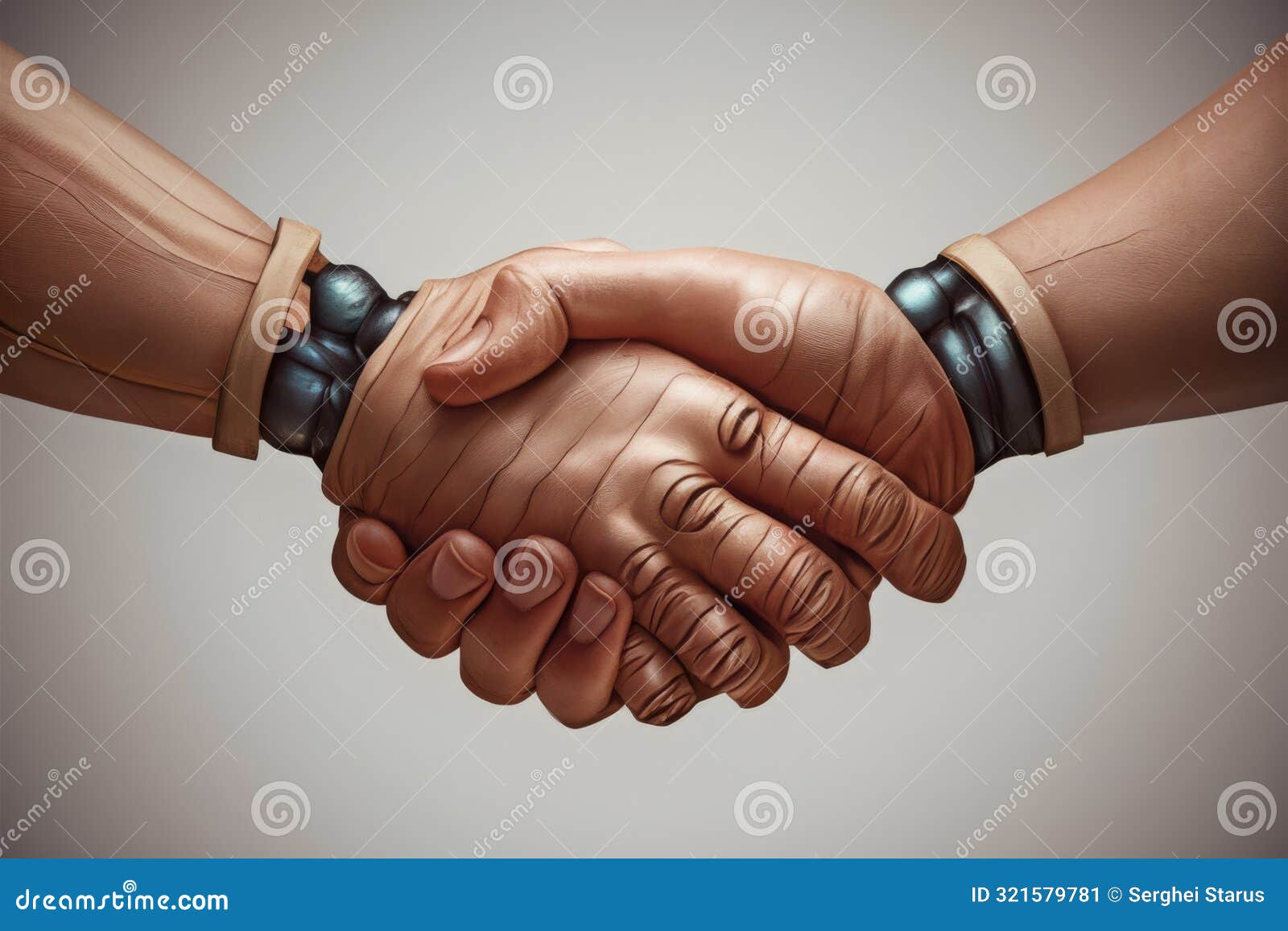 A Close Up of Two Hands Shaking with a Robotic Arm, AI Stock Image ...