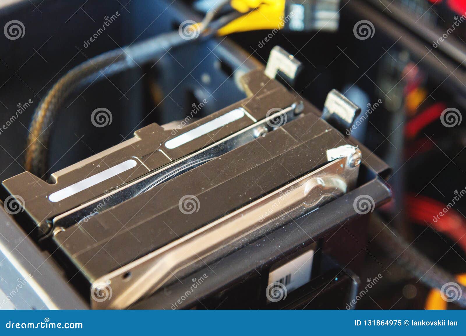 A Close-up of Two Hard Drives Installed in a Metal System Unit of a ...