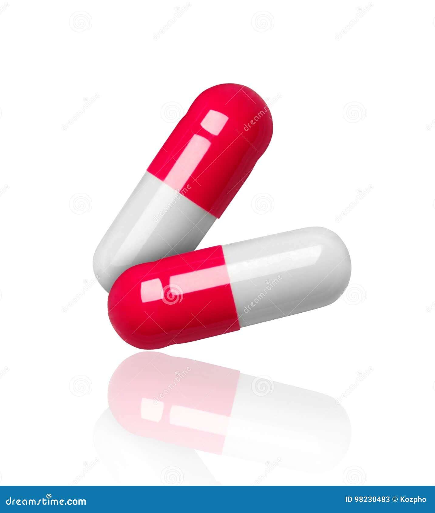 Close-up Of Two Medical Capsules Isolated On White Background Stock ...