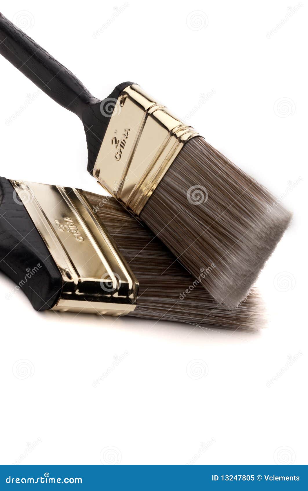 Close Up of Two Paint Brushes Stock Image - Image of black, handle ...
