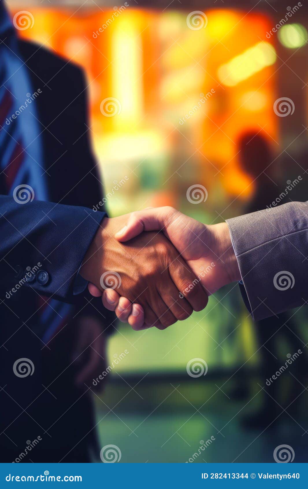Close Up of Two People Shaking Hands with Blurry Background Behind Them ...