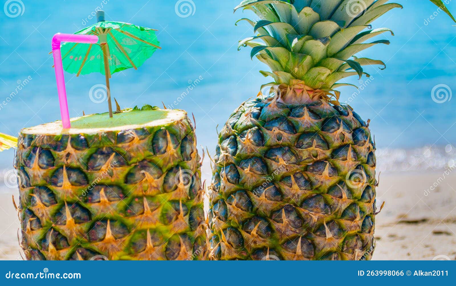 Close Up of Two Pineapples by the Sea Stock Photo - Image of ...
