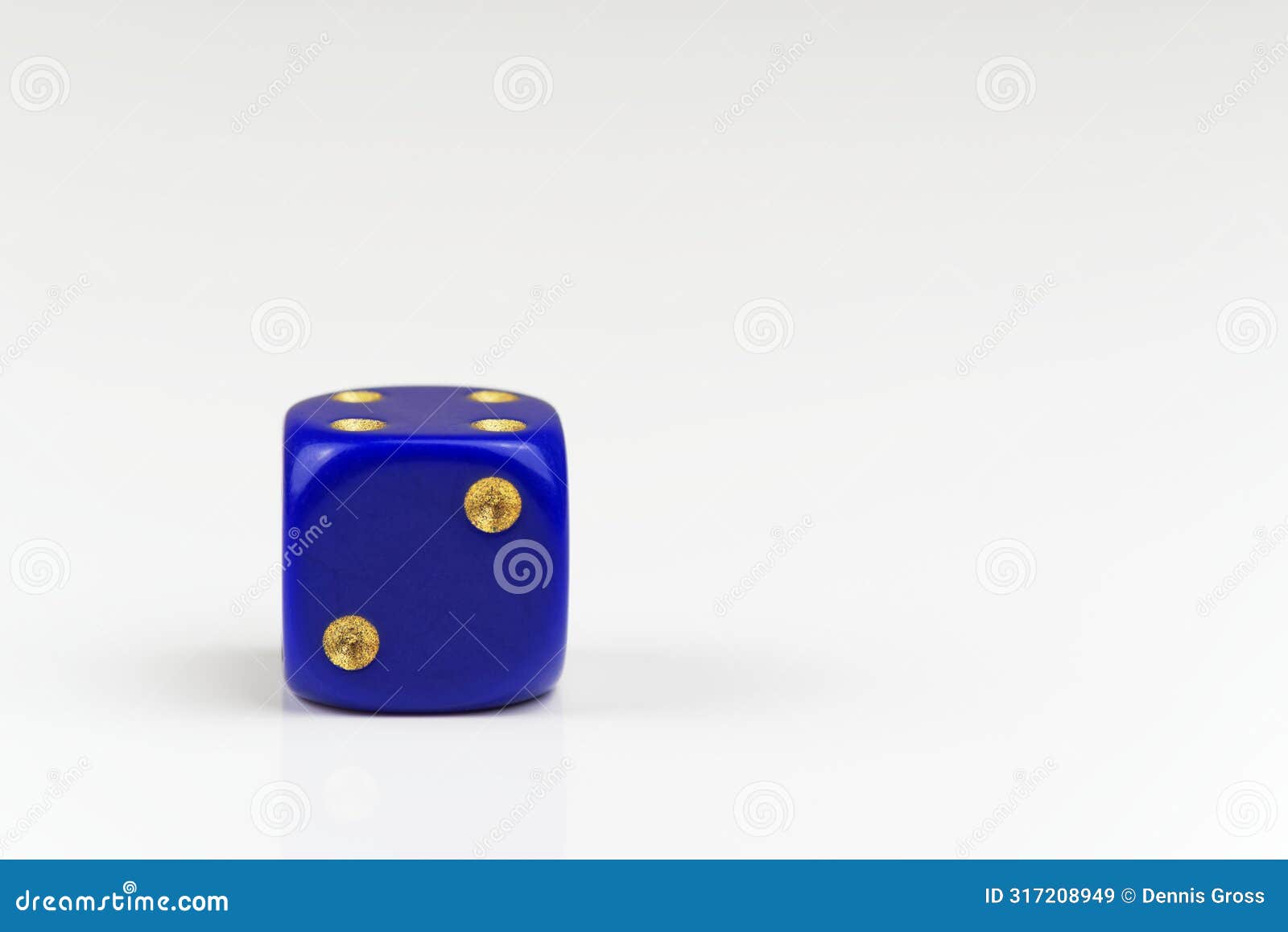 Two Points on Single Blue Dice Isolated on White Background Stock Image ...