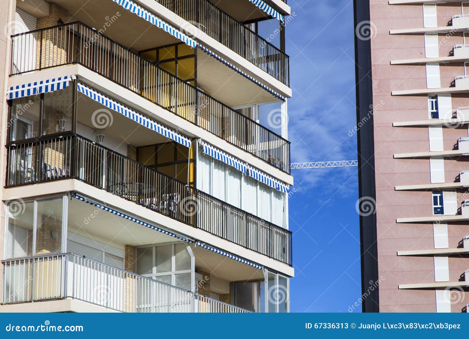 Close-up of Two Residential Modern Buildings Linked by Construct Stock ...