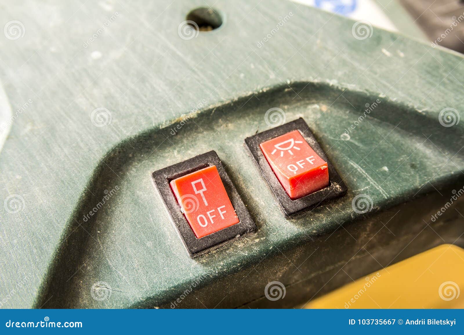 Close-up of Two Small Switches on and Off Stock Image - Image of ...