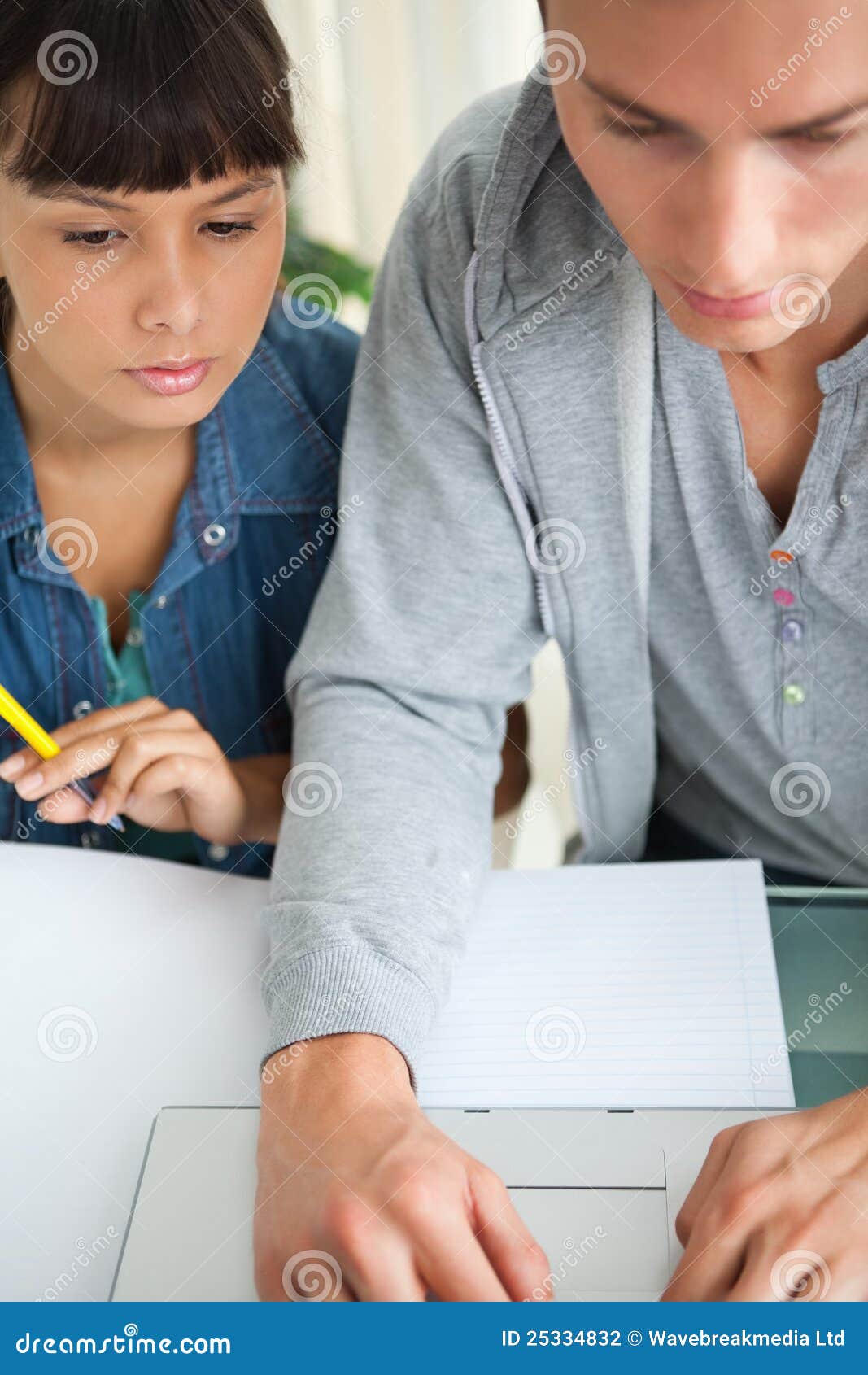 Close-up of Two Students Doing Homework Stock Photo - Image of indoors ...