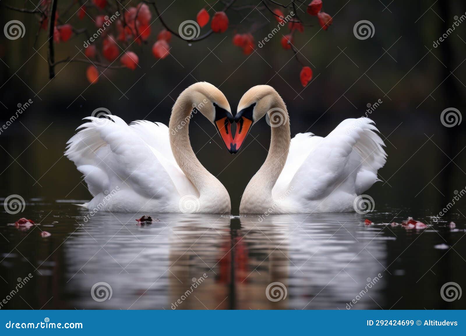 Close-up of Two Swans Forming a Heart Shape with Their Necks Stock ...