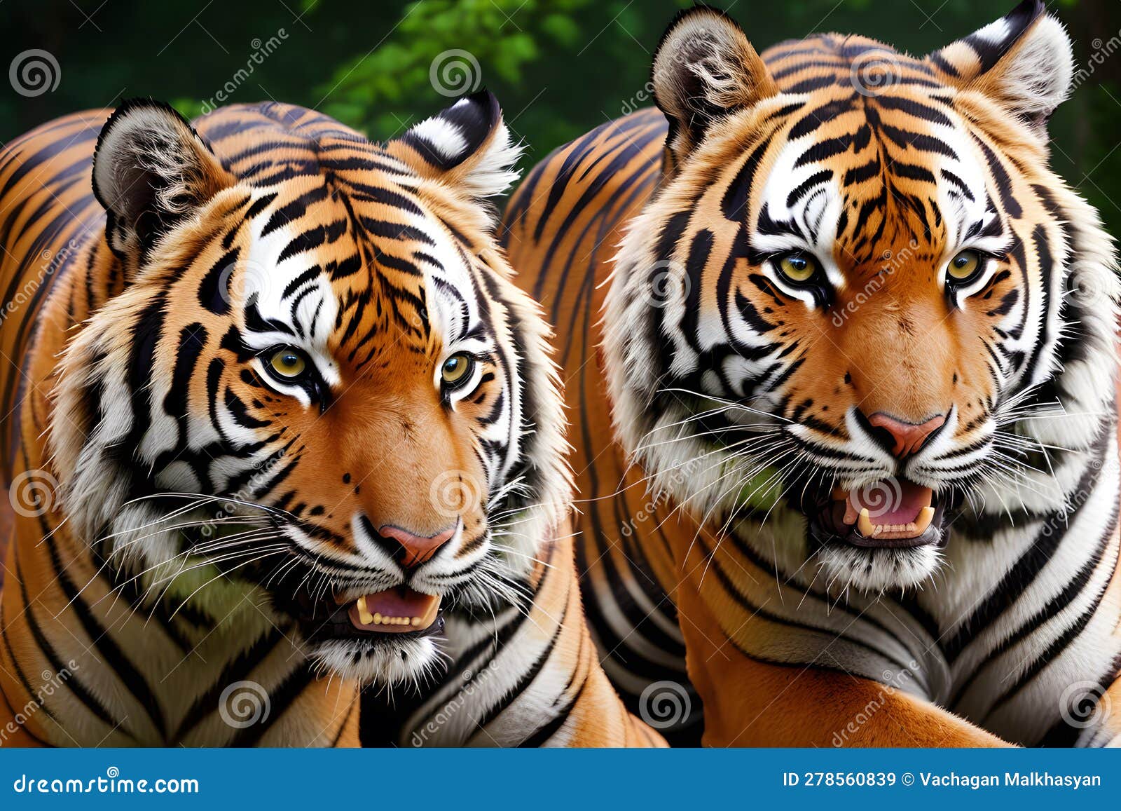 Close-up of Two Tiger. Generative AI Technology Stock Illustration ...
