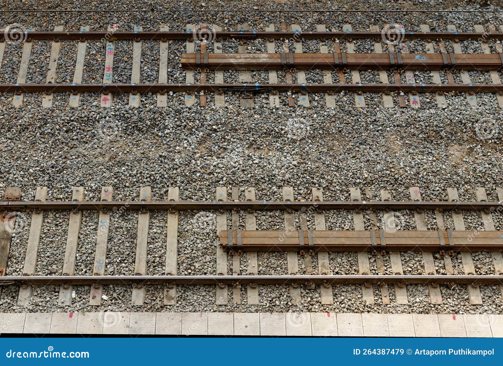 Close Up of Two Train Tracks at the Railway Station. Stock Image ...