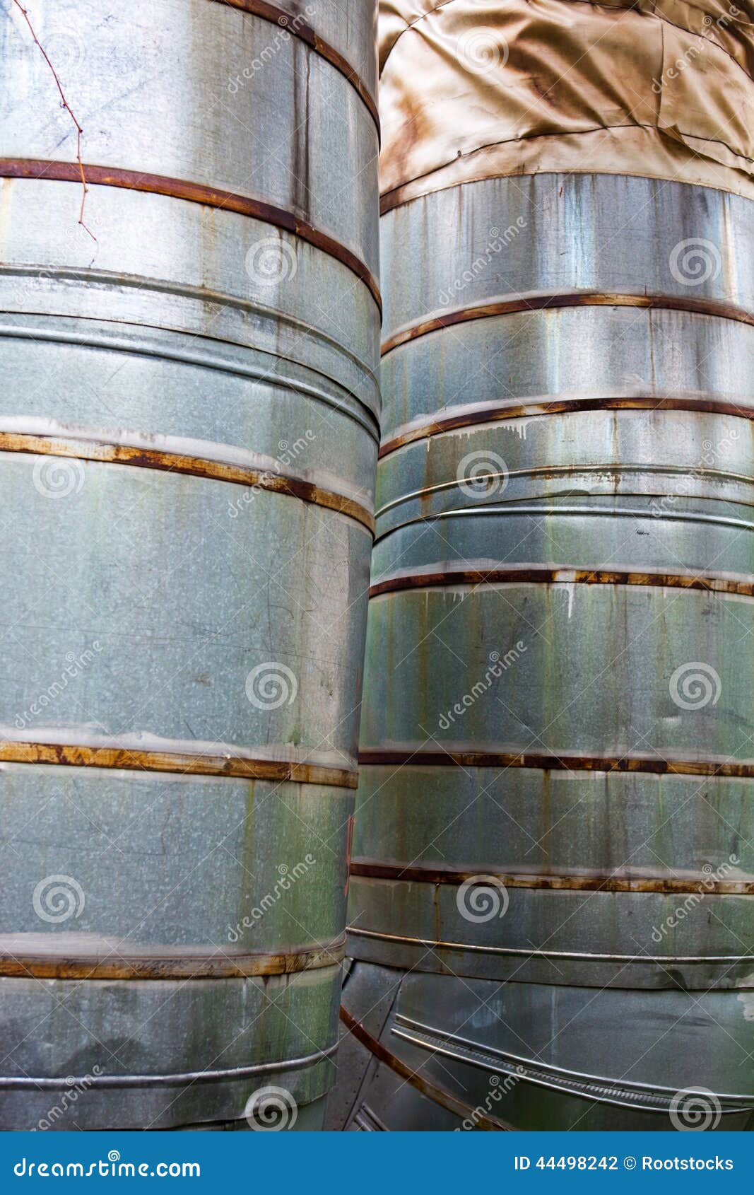 Close Up of Two Vertical Metal Pipelines Stock Photo - Image of heat ...