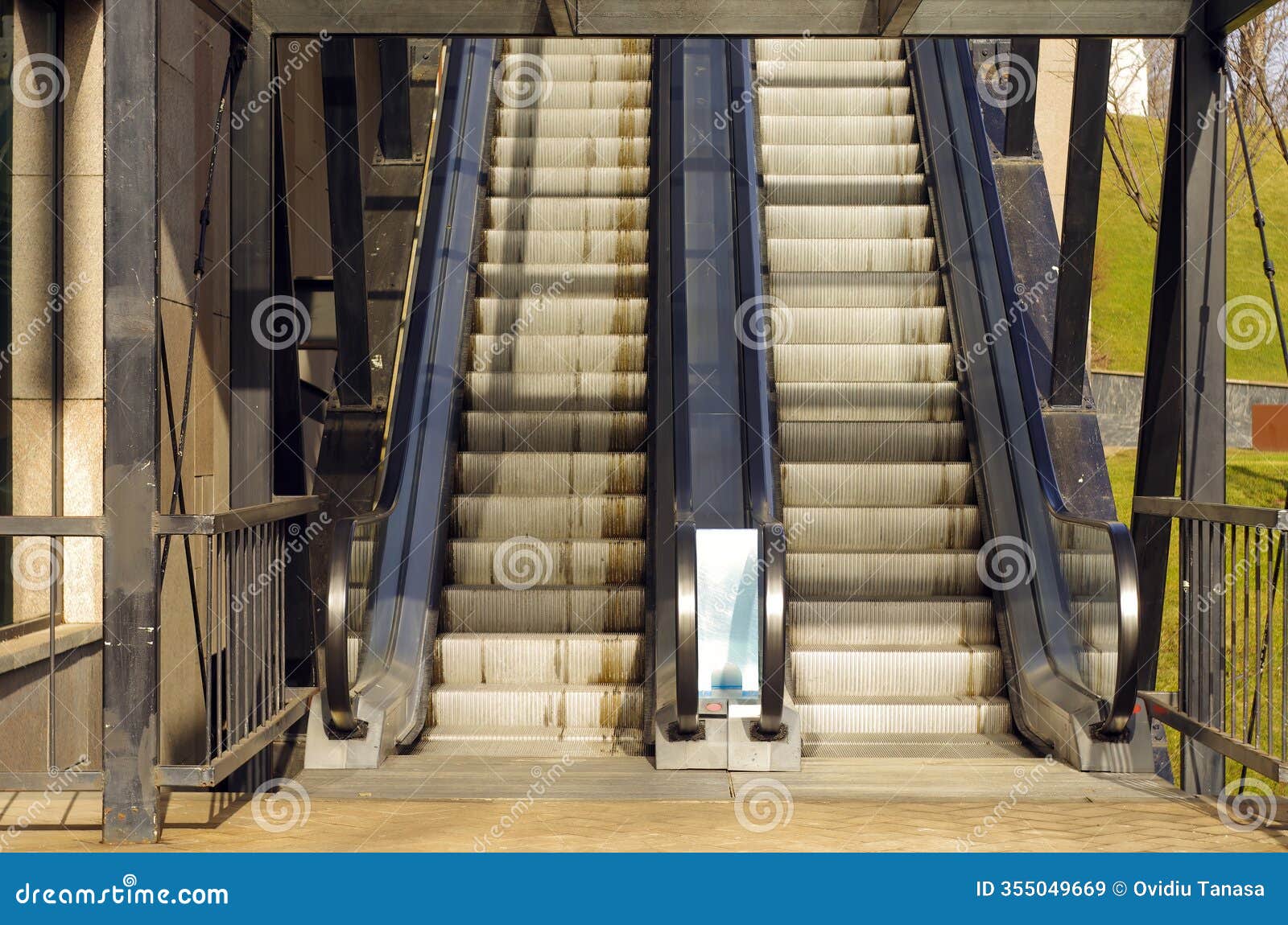 Close-up with Two-way Escalators Stock Image - Image of closeup, purple ...