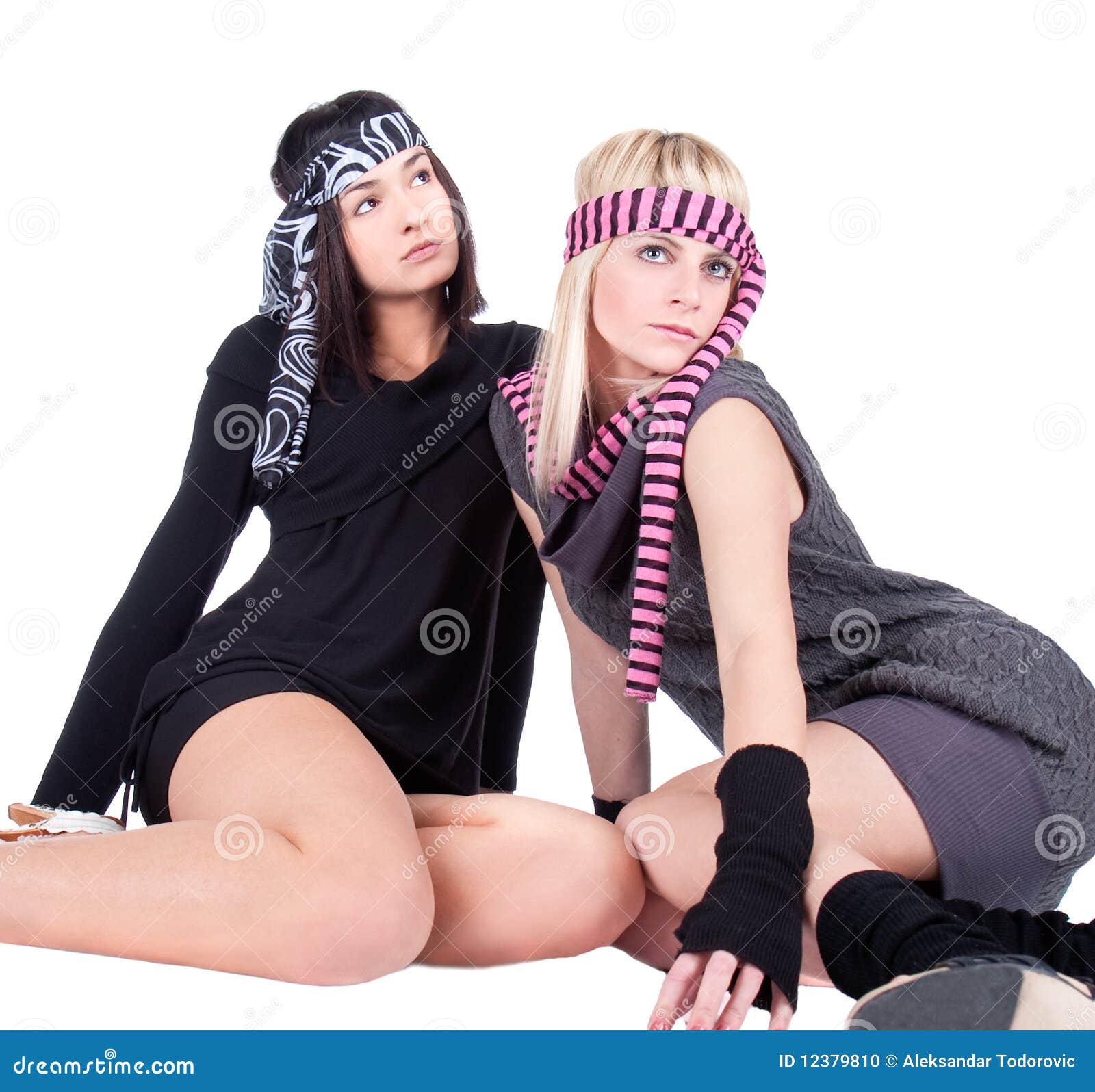 Close Up Two Young Pretty Women with Scarfs Stock Photo - Image of ...