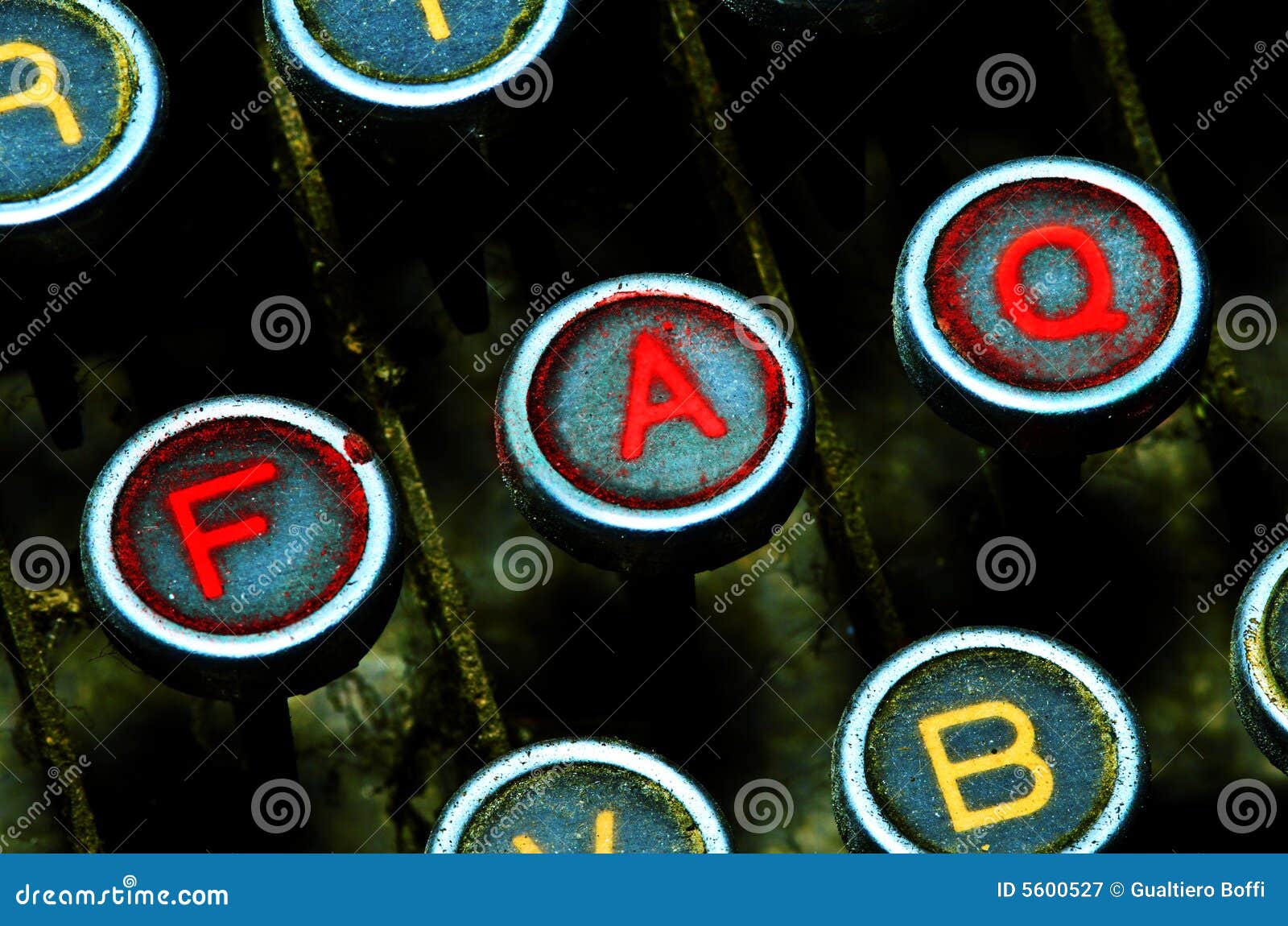 Close Up on Typewriter Faq Keys Stock Image - Image of keys, equipment ...
