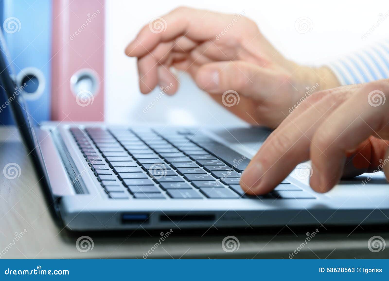 Close-up of typing hands stock image. Image of hand, computer - 68628563