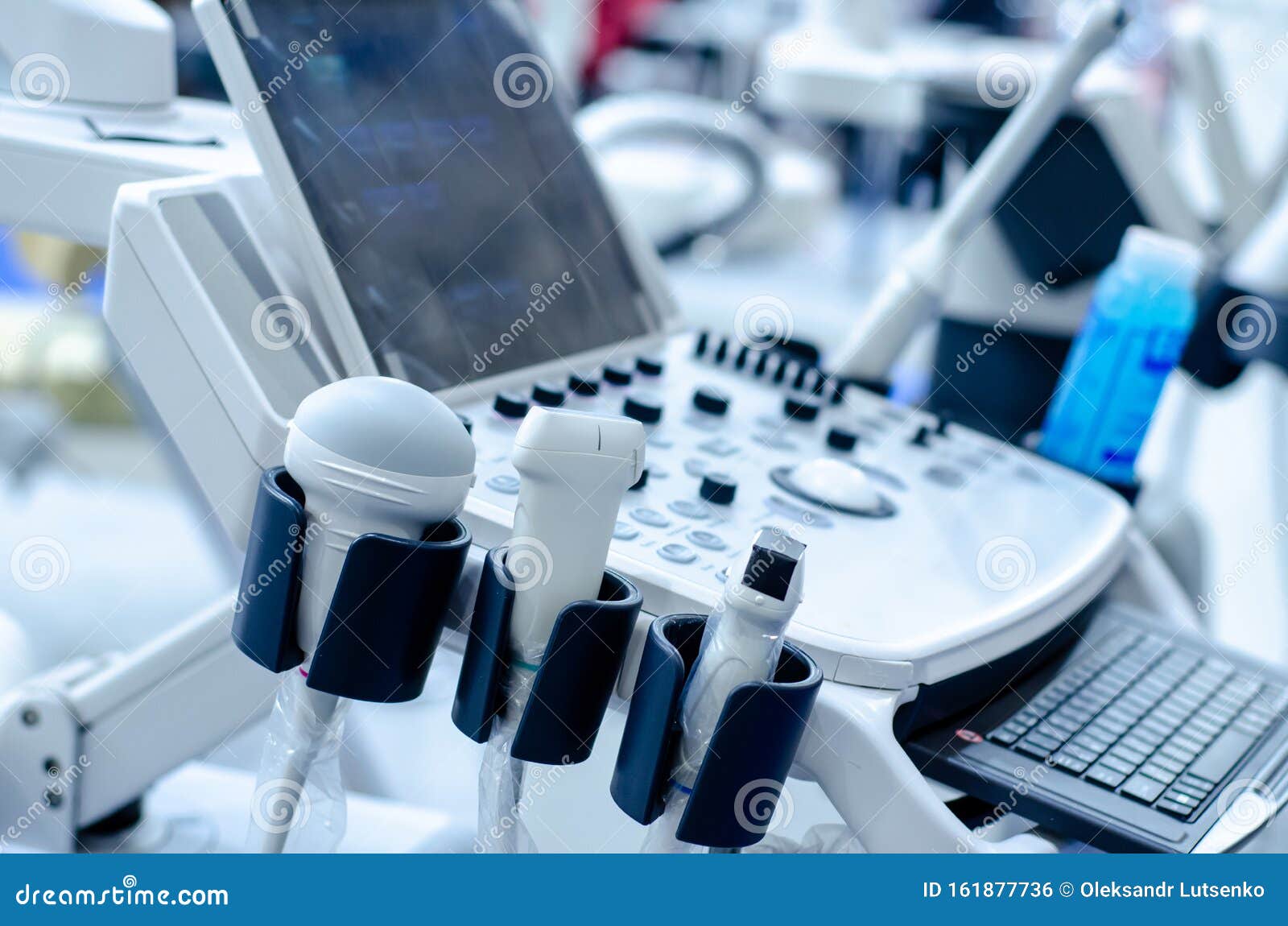 Close-up Ultrasound Machine Doctor Performs Ultrasound Diagnosis Of The ...