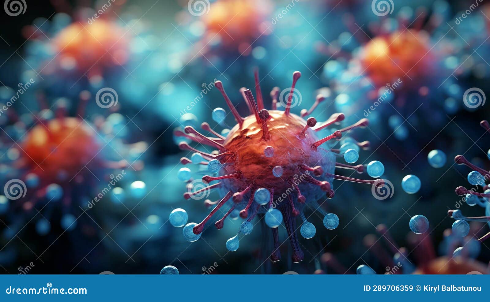 Close Up Under a Microscope View of Abstract Viruses Stock Illustration ...