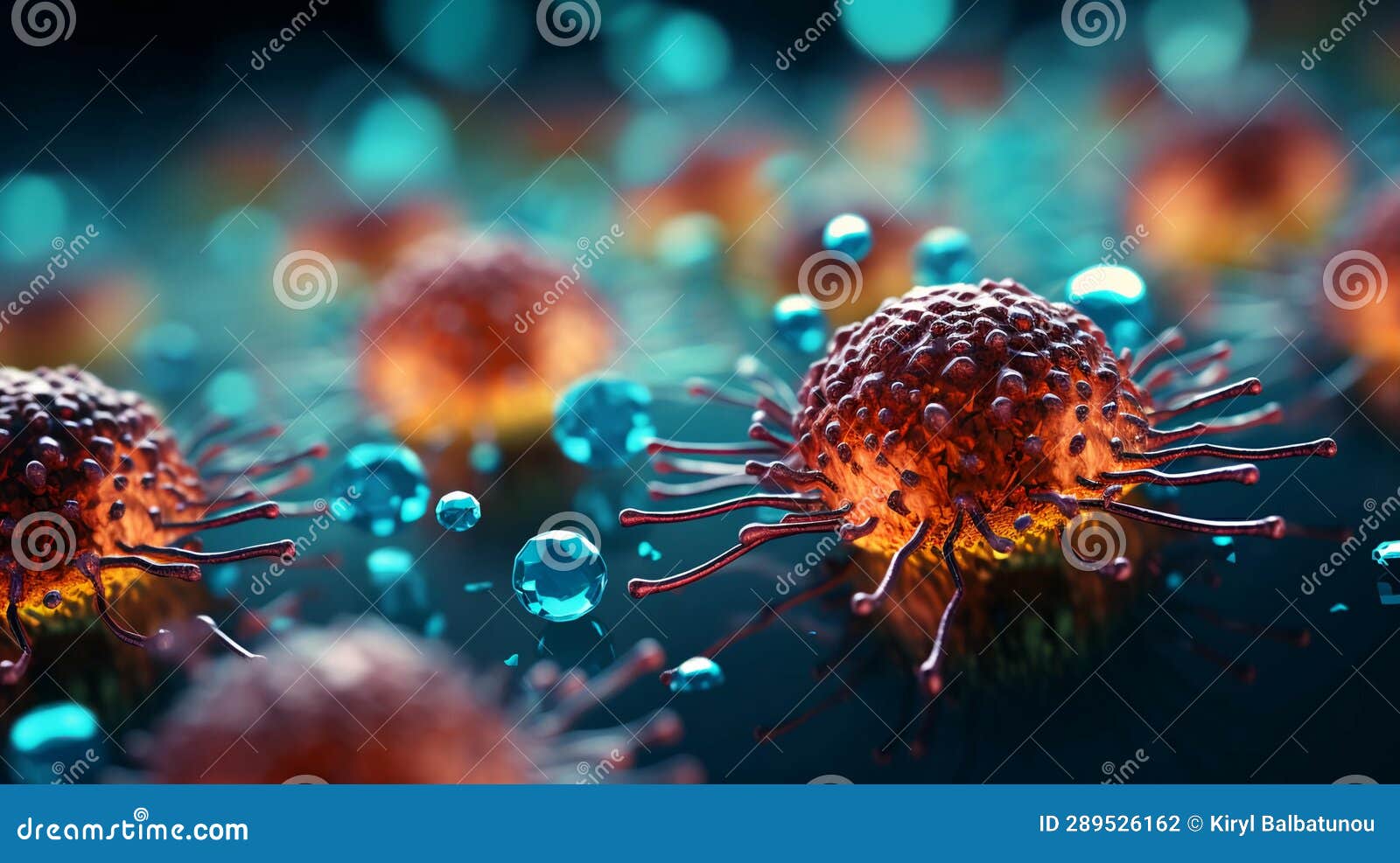 Close Up Under a Microscope View of Abstract Viruses Stock Illustration ...