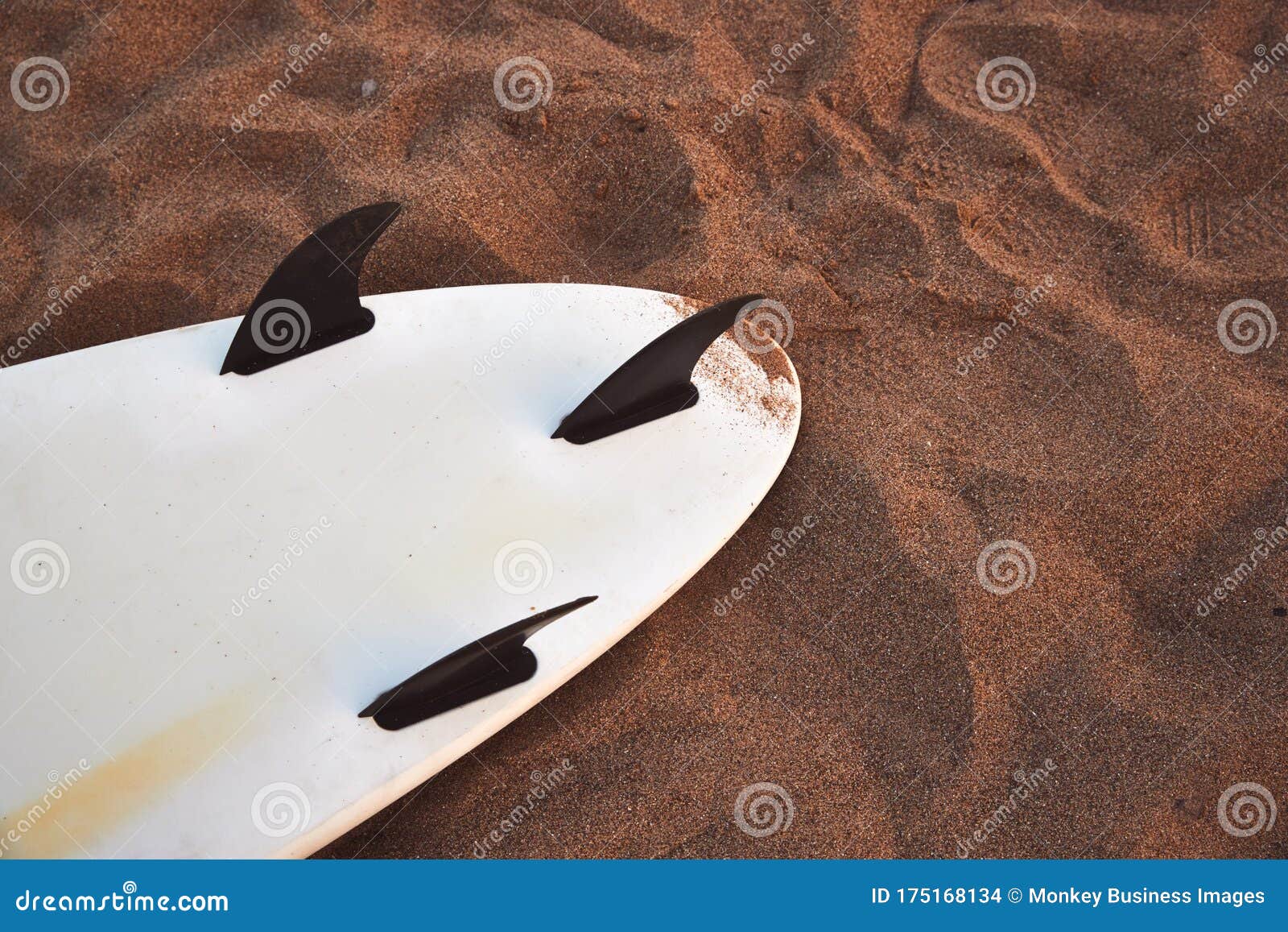 Close Up of Underside of Surfboard Lying on Sand Stock Photo - Image of ...