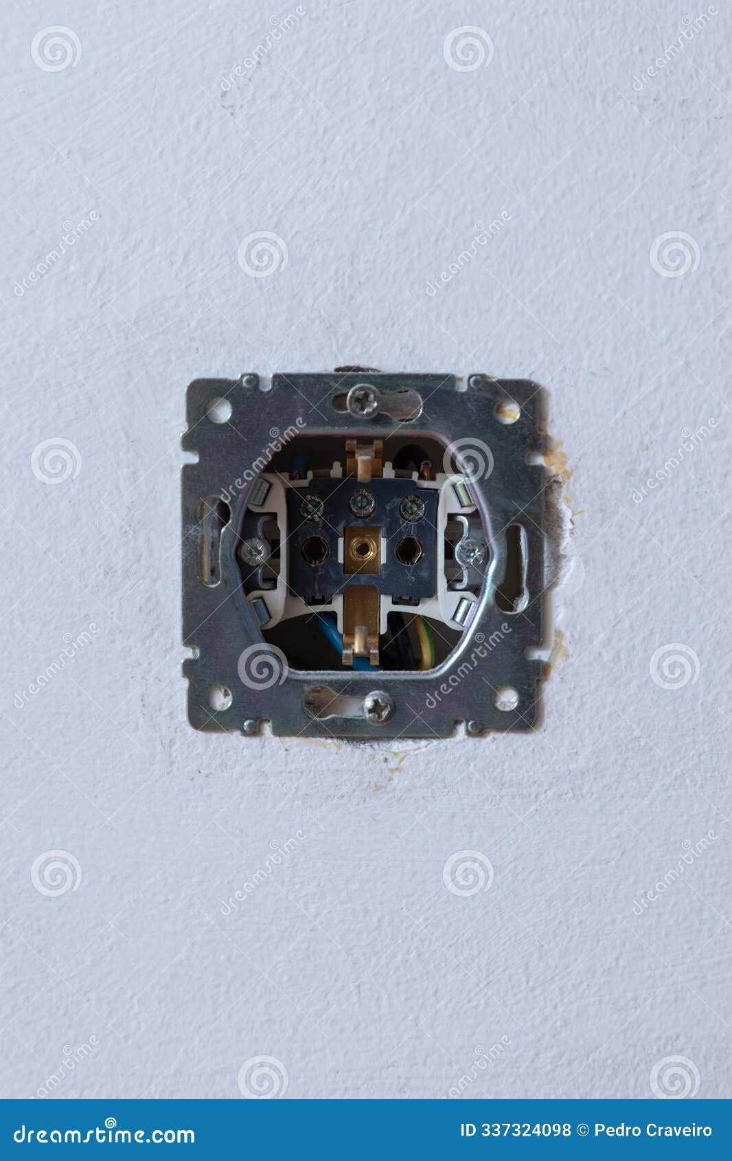 Close-up of an Unfinished Electrical Socket Installation Stock Photo ...