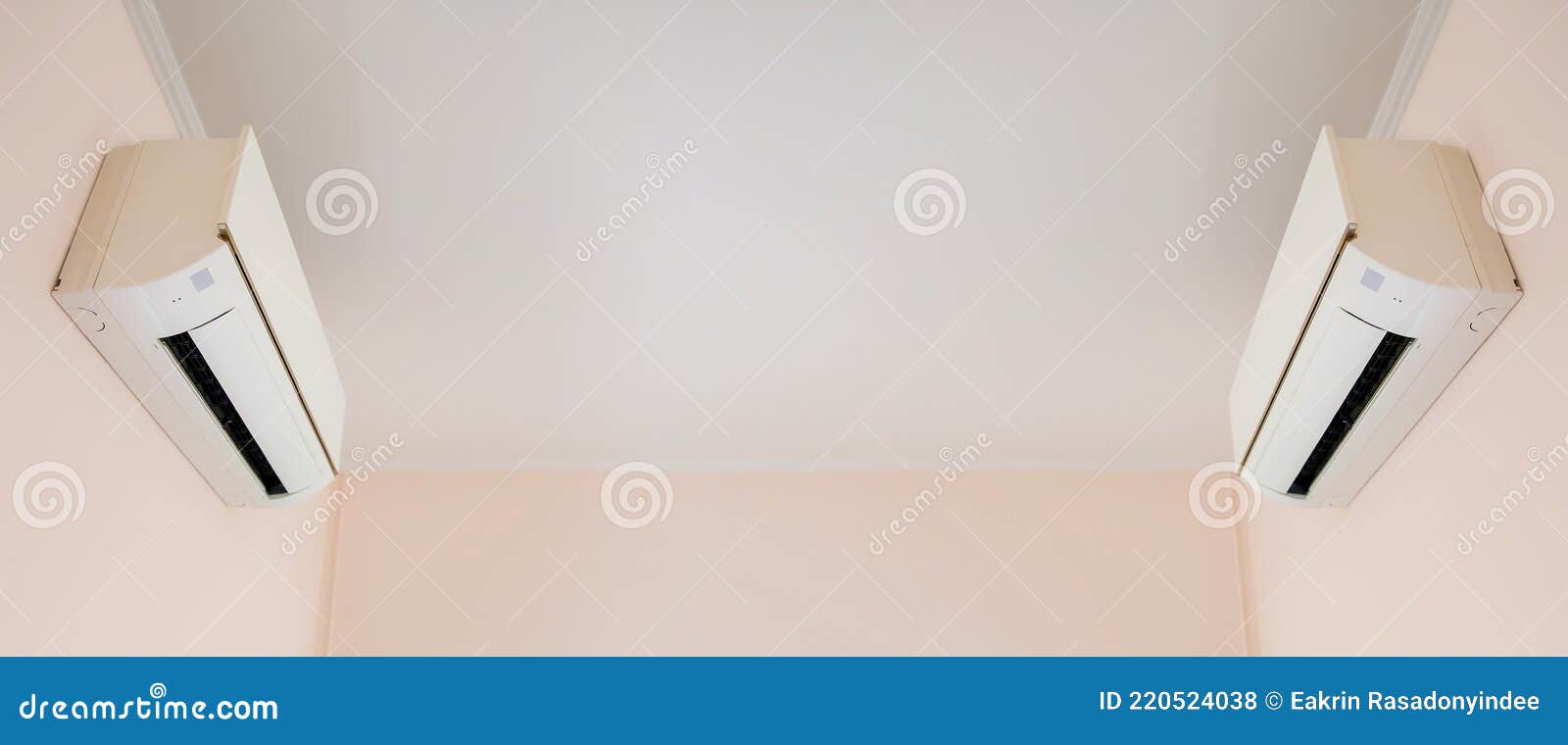 Close Up 2 Unit of Air Conditioner Split Type Wall Mount in Home Room ...