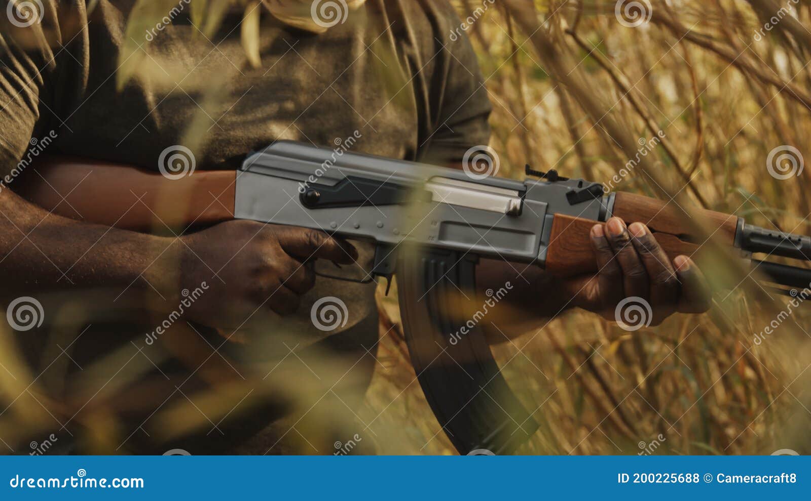 Close Up, Unrecognizable Black Man with Head Covering Pulling Triger of ...