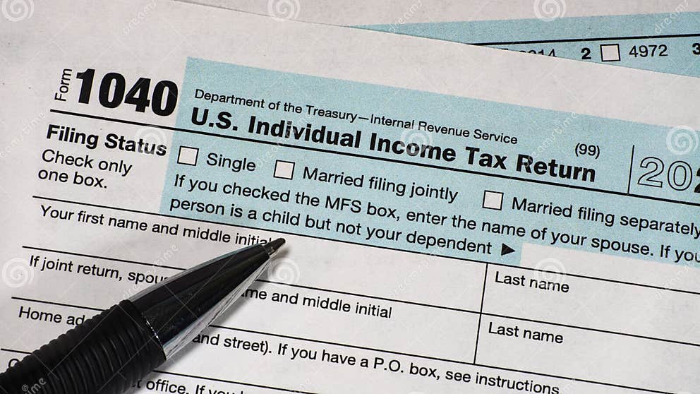 Close Up of Upper Left Corner of IRS Form 1040 with Focus on Filing ...