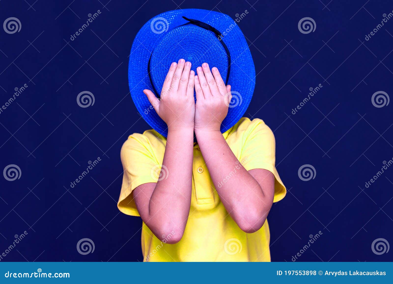 Close Up of Upset Sun Burned Kid Boy Crying Face Hidden Under Hat Stock ...