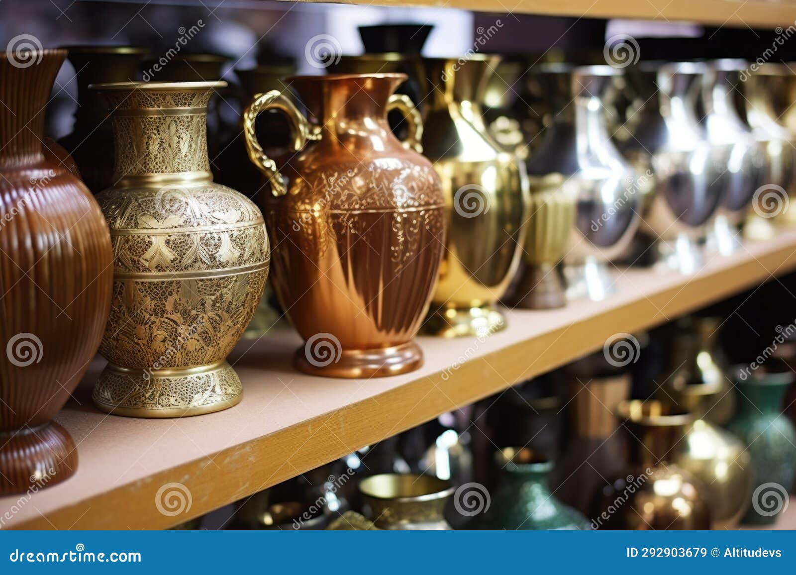 Close-up of Urns on a Shelf in a Store Stock Image - Image of home ...