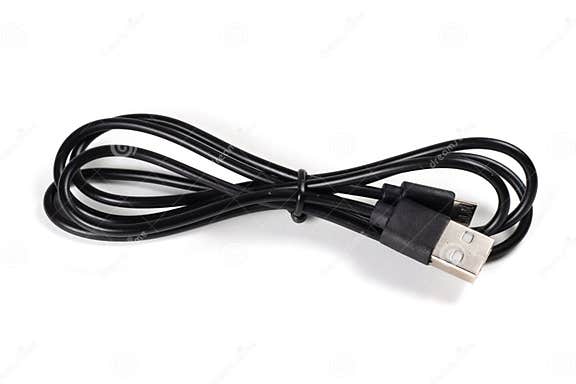 Close-up of a USB Cable with Standard a and Micro-USB Standard B ...