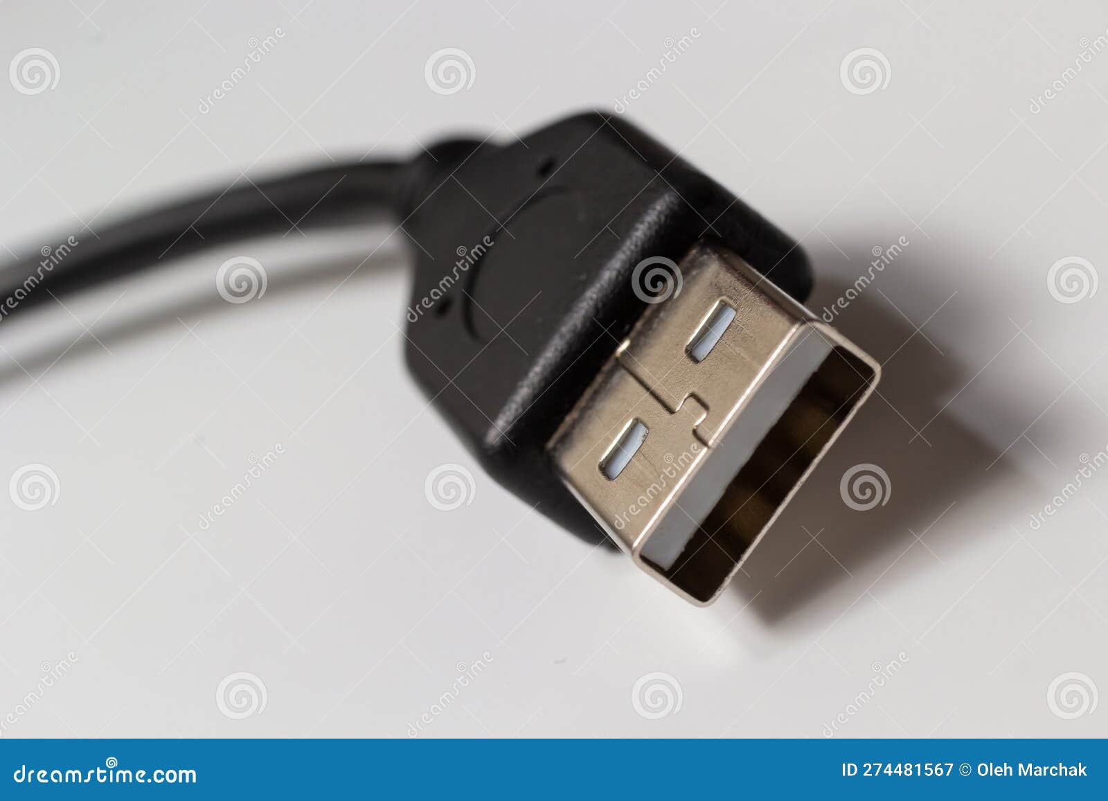Close Up of USB Cable on White Background. Data Transfer Technologies ...
