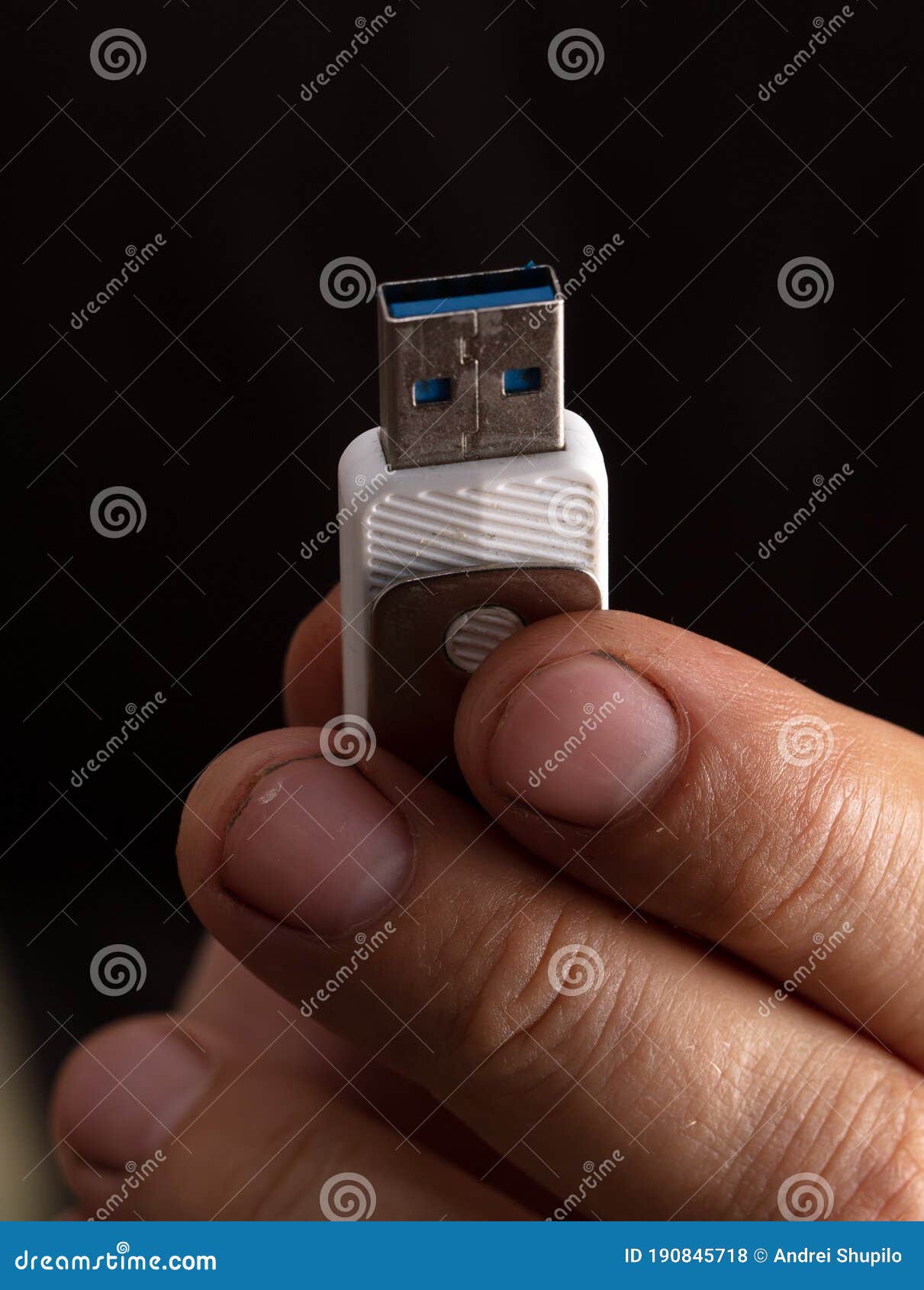 Close-up of a Usb Flash Drive in a Manâ€™s Hand Stock Photo - Image of ...