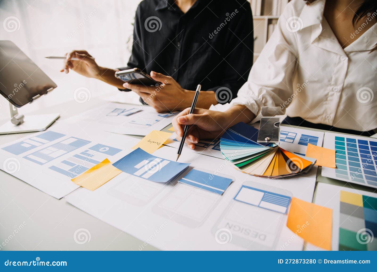 Close Up Ux Developer and Ui Designer Use Augmented Reality ...