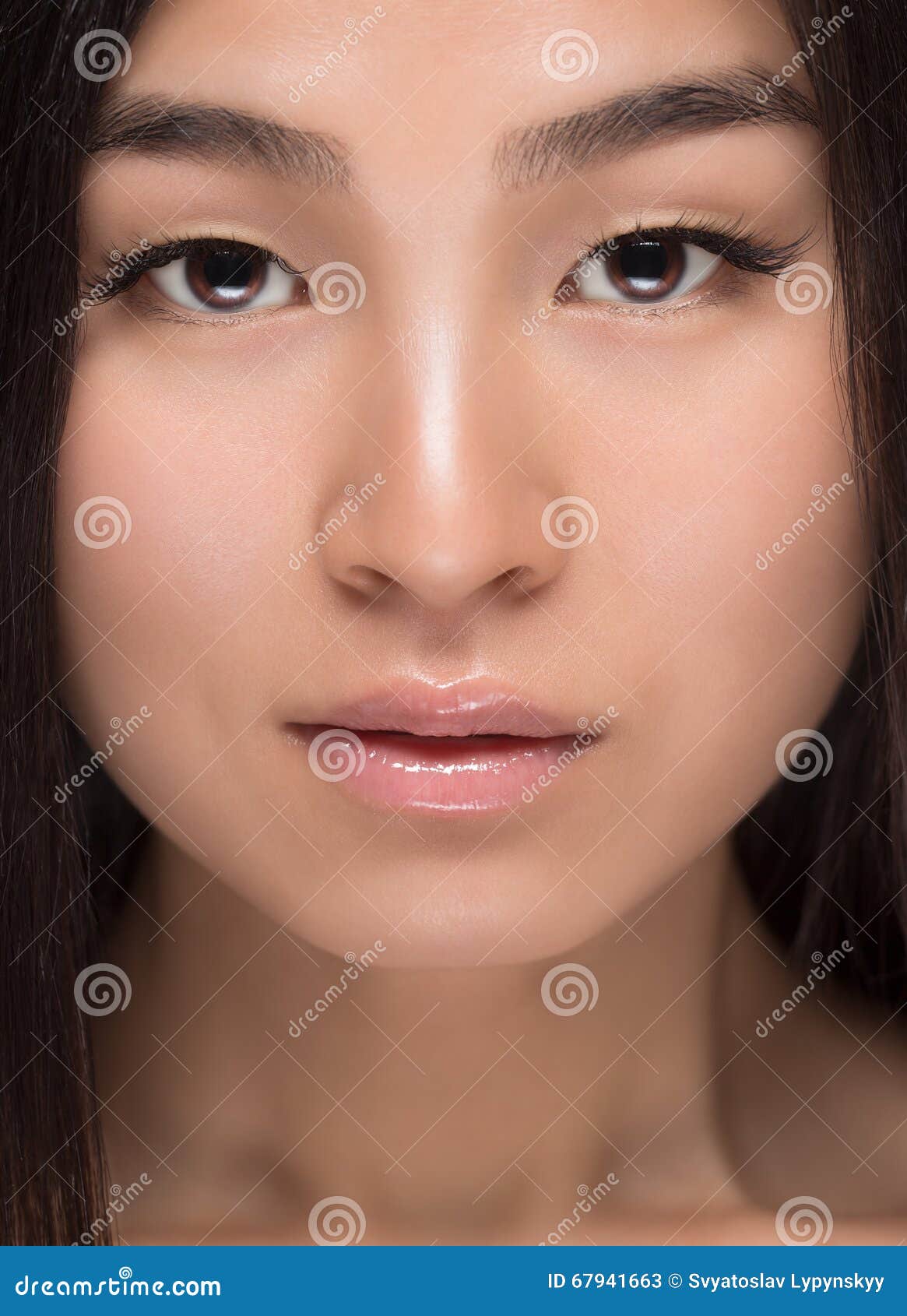 Close-up Van Gezicht Van Aziatische Dame Stock Afbeelding - Image of ...