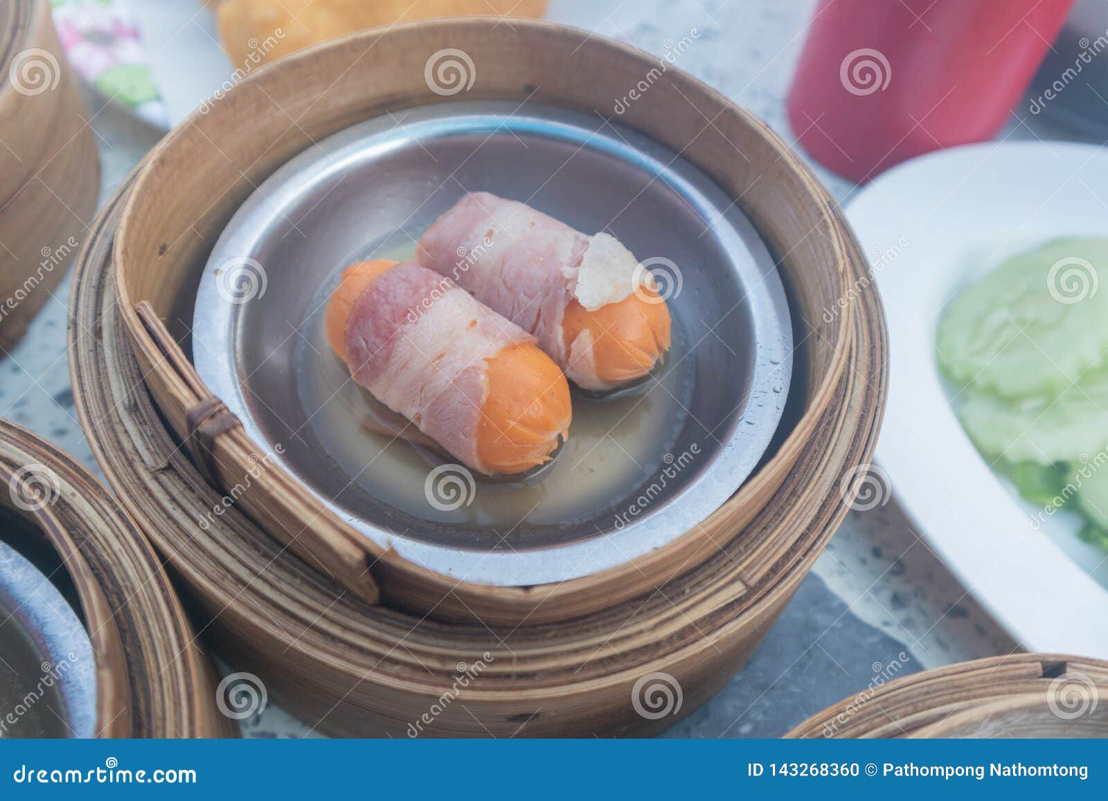 Variety Dim Sum in Bamboo Basket Stock Photo - Image of dinner, chinese ...