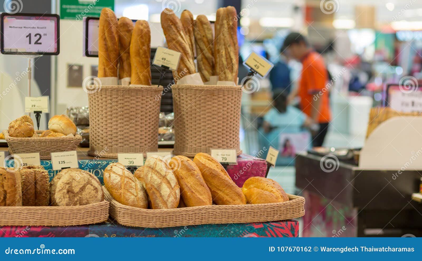 Close Up Variety of Fresh Bread in a Supermarket. Stock Photo - Image ...