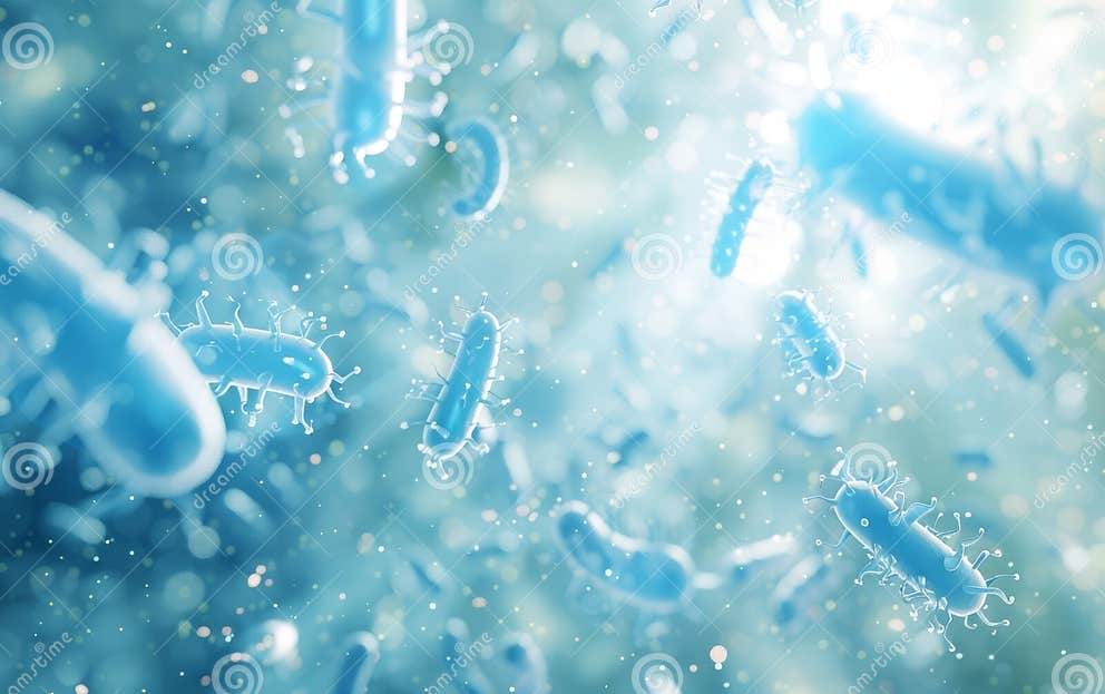 Close-up of Various Bacterial Cells with Surface Projections Floating ...