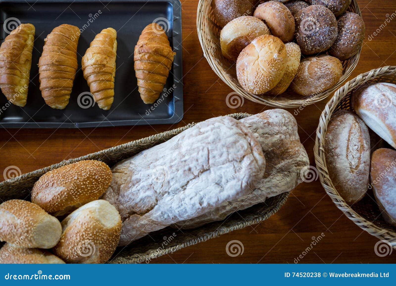 Close-up of Various Breads on Display Counter Stock Photo - Image of ...